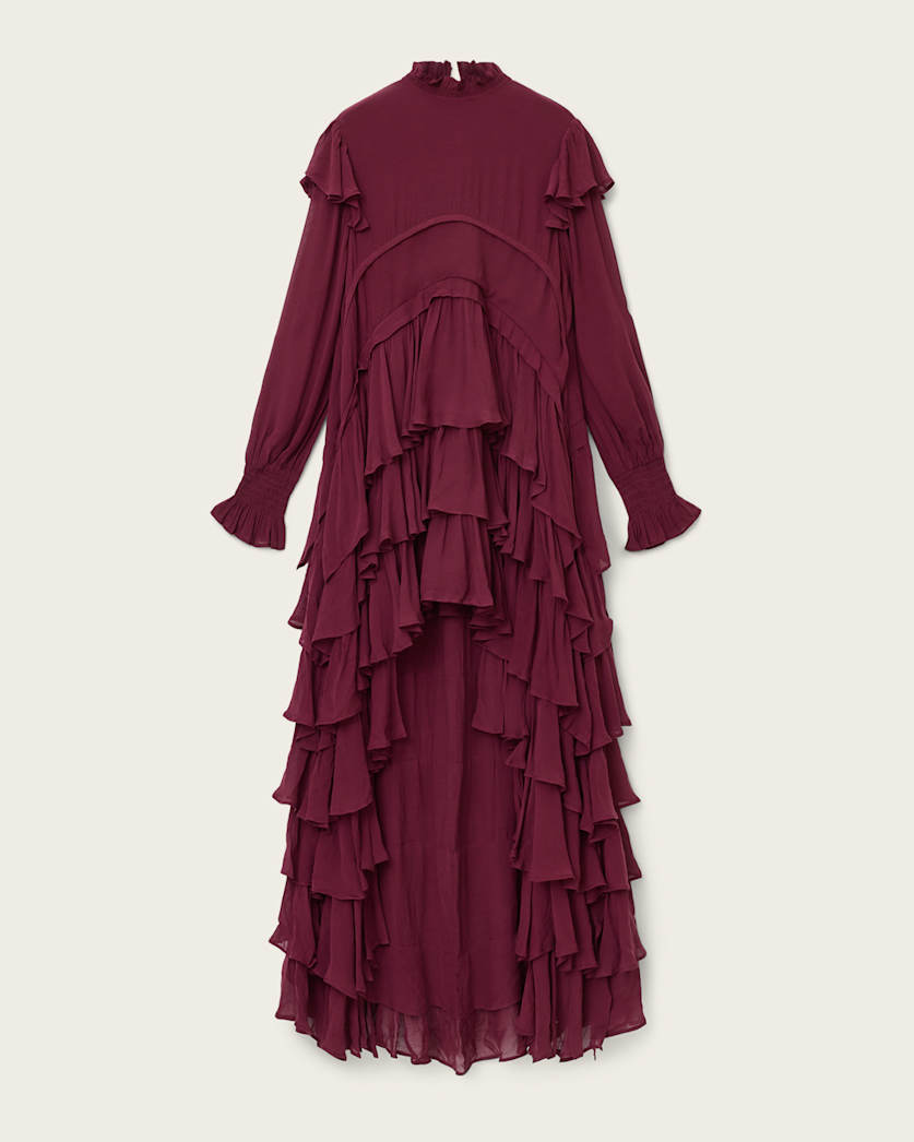 Cavarly Tiered Ruffle Maxi Dress TAWNY PORT RED | ALLSAINTS US